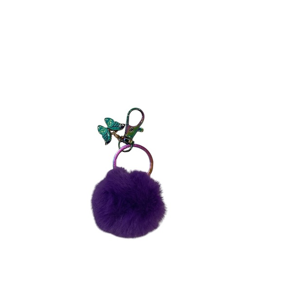 Accessories | Purple Pom Pom Keychainbag Charm With Butterfly Clip ...